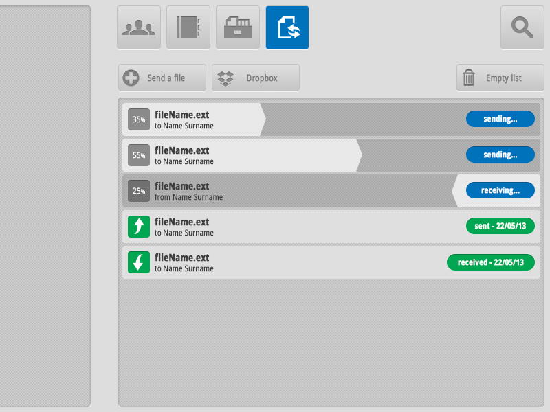 [V6] File Transfer tab by Paolo Limoncelli on Dribbble