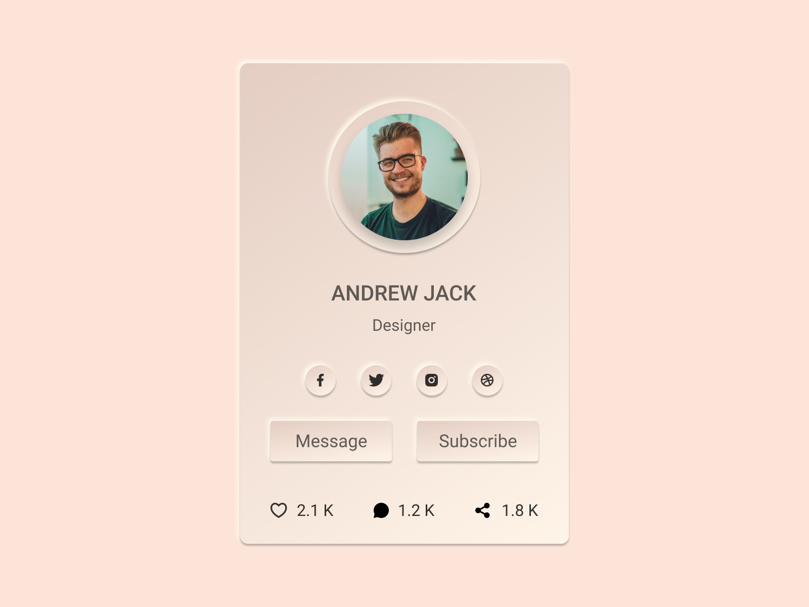 Neumorphism Profile Card Design by Fidrw on Dribbble