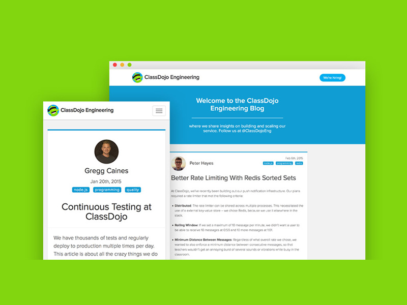 Classdojo Engineering Blog Design by Lijana Saniukaite on Dribbble