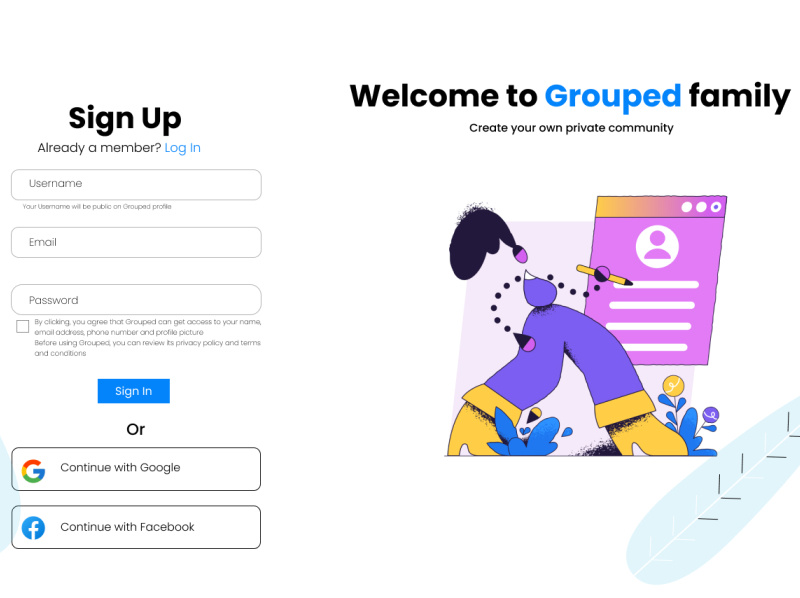 Sign Up page by Tammana Kapoor on Dribbble