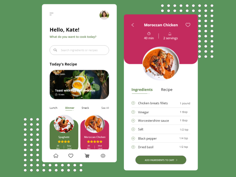 Recipe App UI Design by Meher-un-nisa on Dribbble