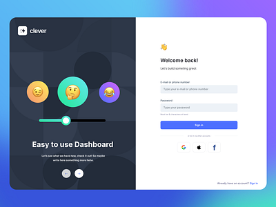 Login Screen from Clever UI Kit (Figma) by Webpixels on Dribbble