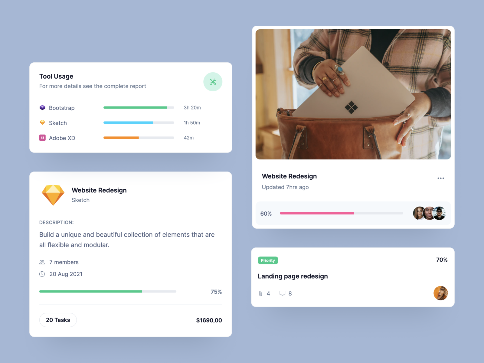 Progress cards - Webpixels Components by Webpixels on Dribbble