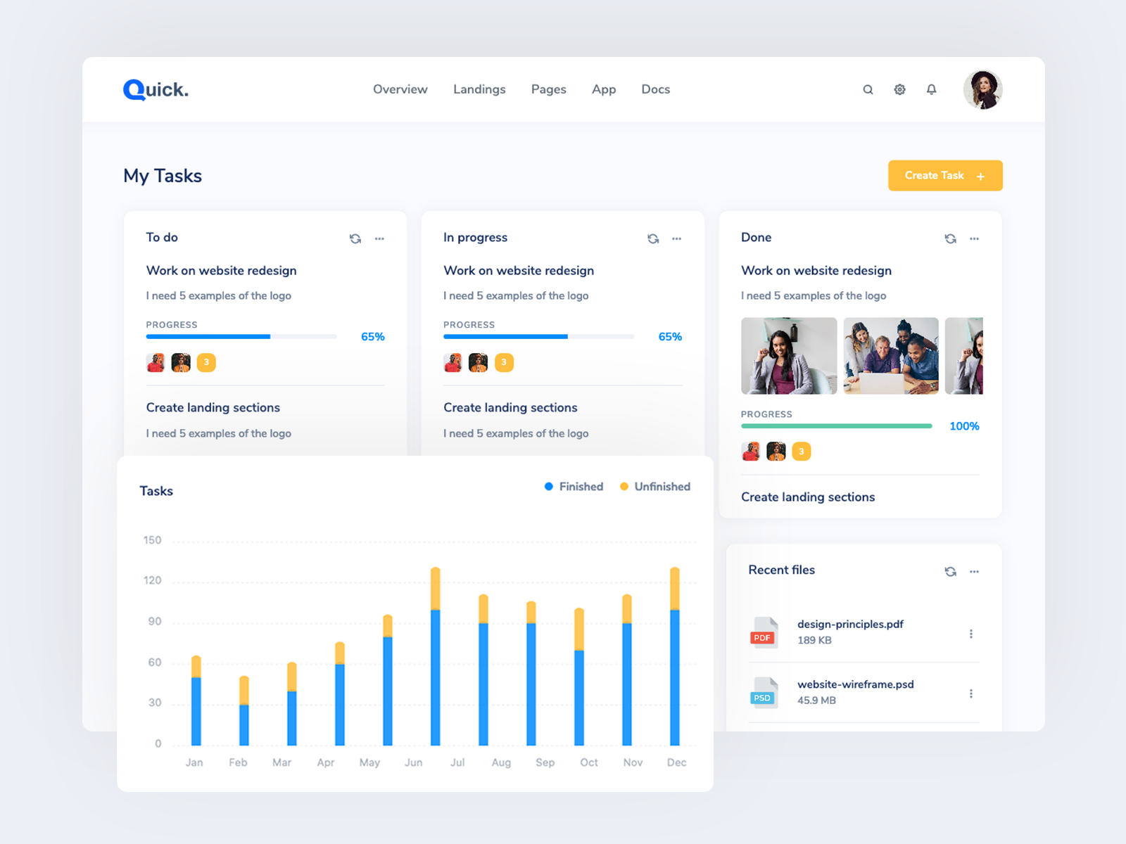 Quick - Bootstrap Dashboard for Projects by Webpixels on Dribbble Quick - Bootstrap Dashboard for Projects by Webpixels on Dribbble