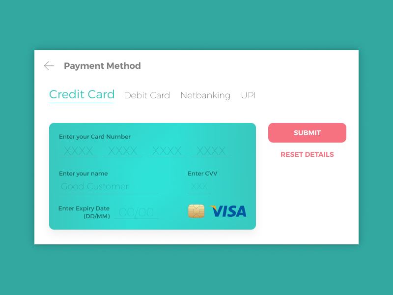 Daily UI #002 Credit Card Checkout Design by Ankit Pandole on Dribbble