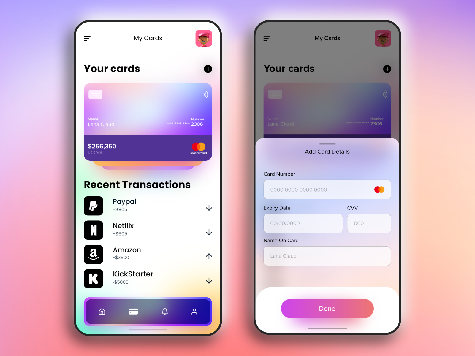 Card Management Application UI by Hamid Ali B 🙌 on Dribbble