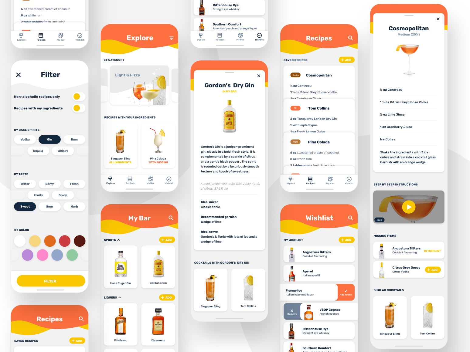 My Bar - Cocktail app - Full flow by Katrin Zotchev on Dribbble