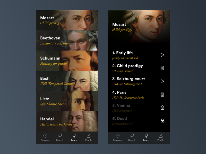 Classical Music Learn App by Luca Volino - UX/UI & Product Designer on ...