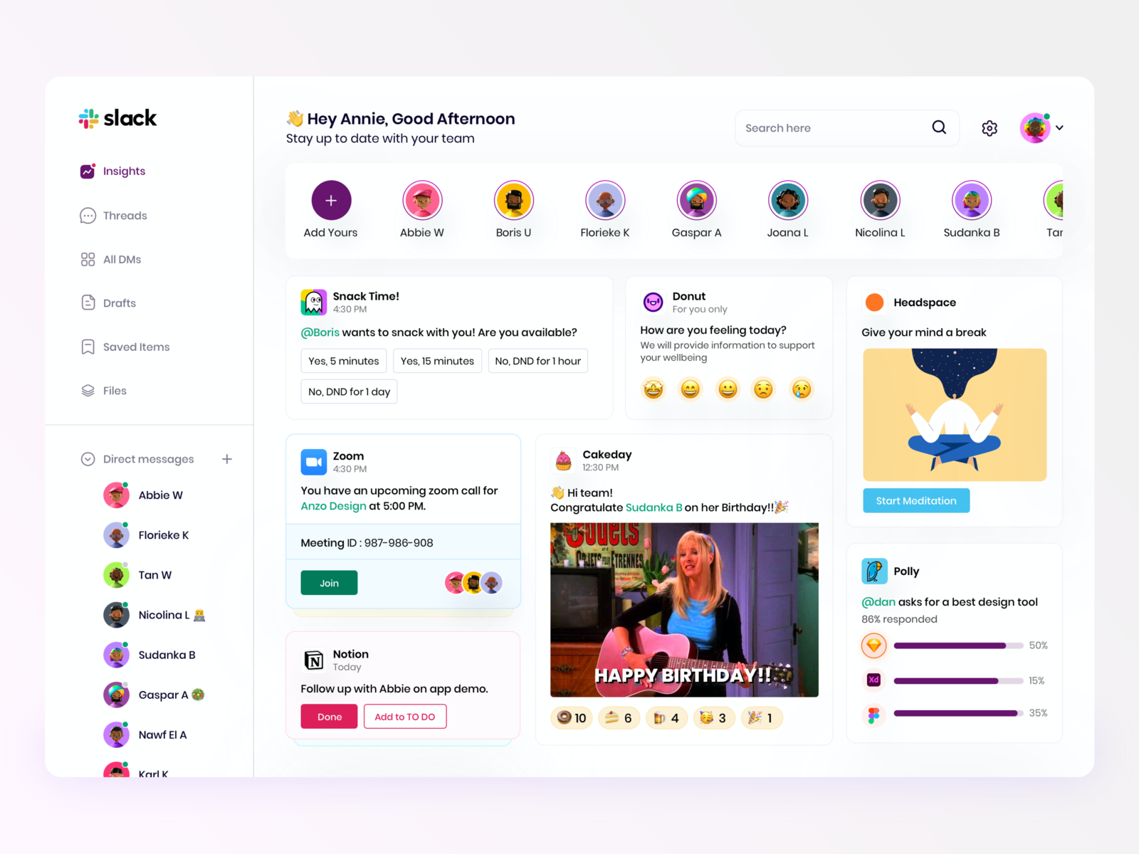 Slack Dashboard Concept by Mahima Mahajan on Dribbble
