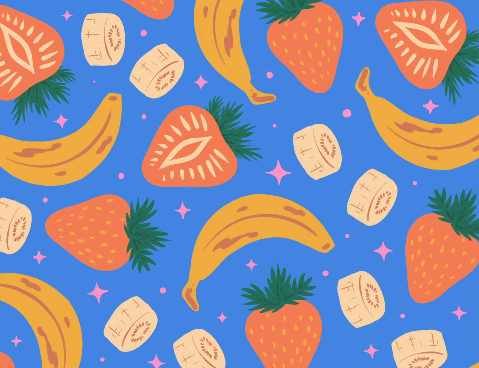 Food Pattern - Strawberry Banana by Crowski Studio on Dribbble