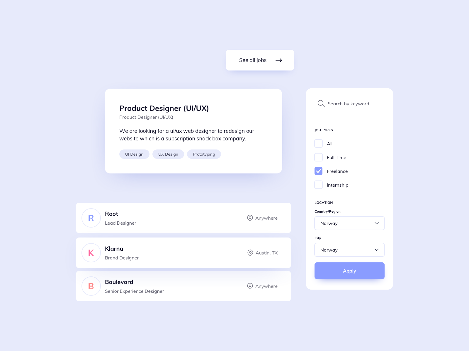 Job Page UI Components by Ildiko Gaspar on Dribbble