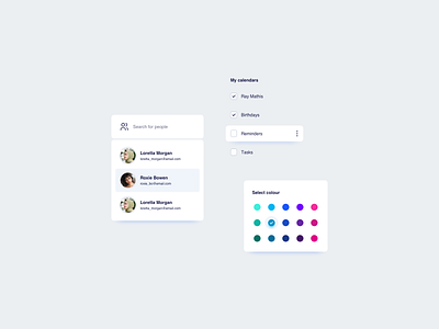 Calendar UI Components by Ildiko Gaspar on Dribbble