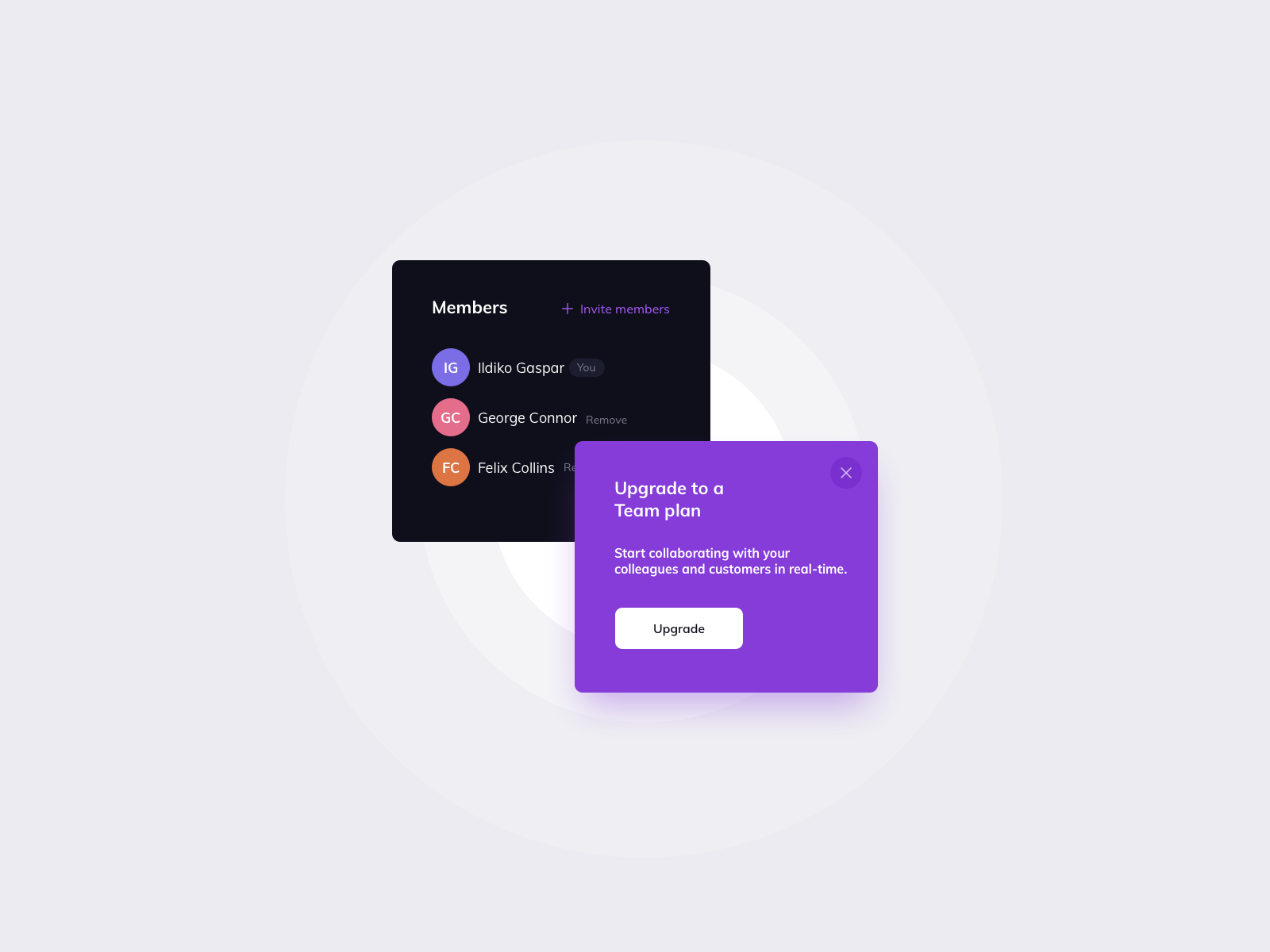 Members List UI Component Designs by Ildiko Gaspar on Dribbble