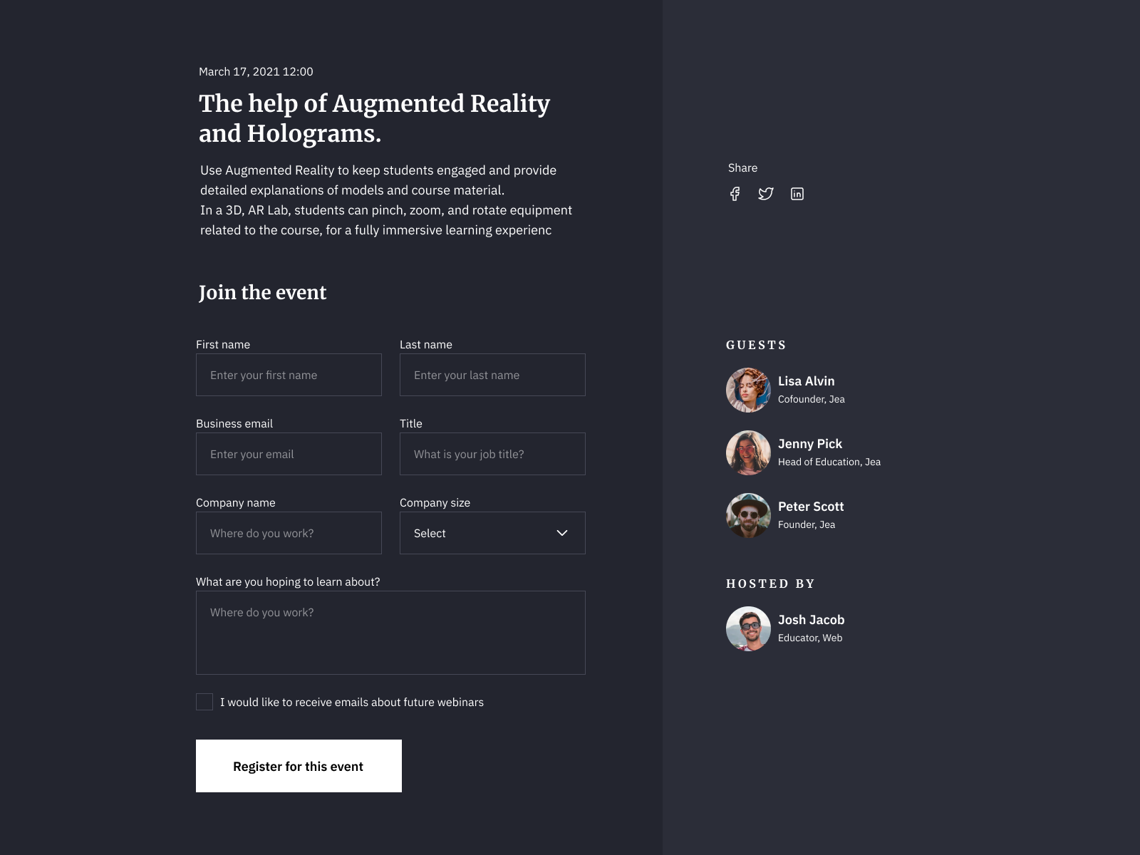 Register to Webinar UI Design by Ildiko Gaspar on Dribbble