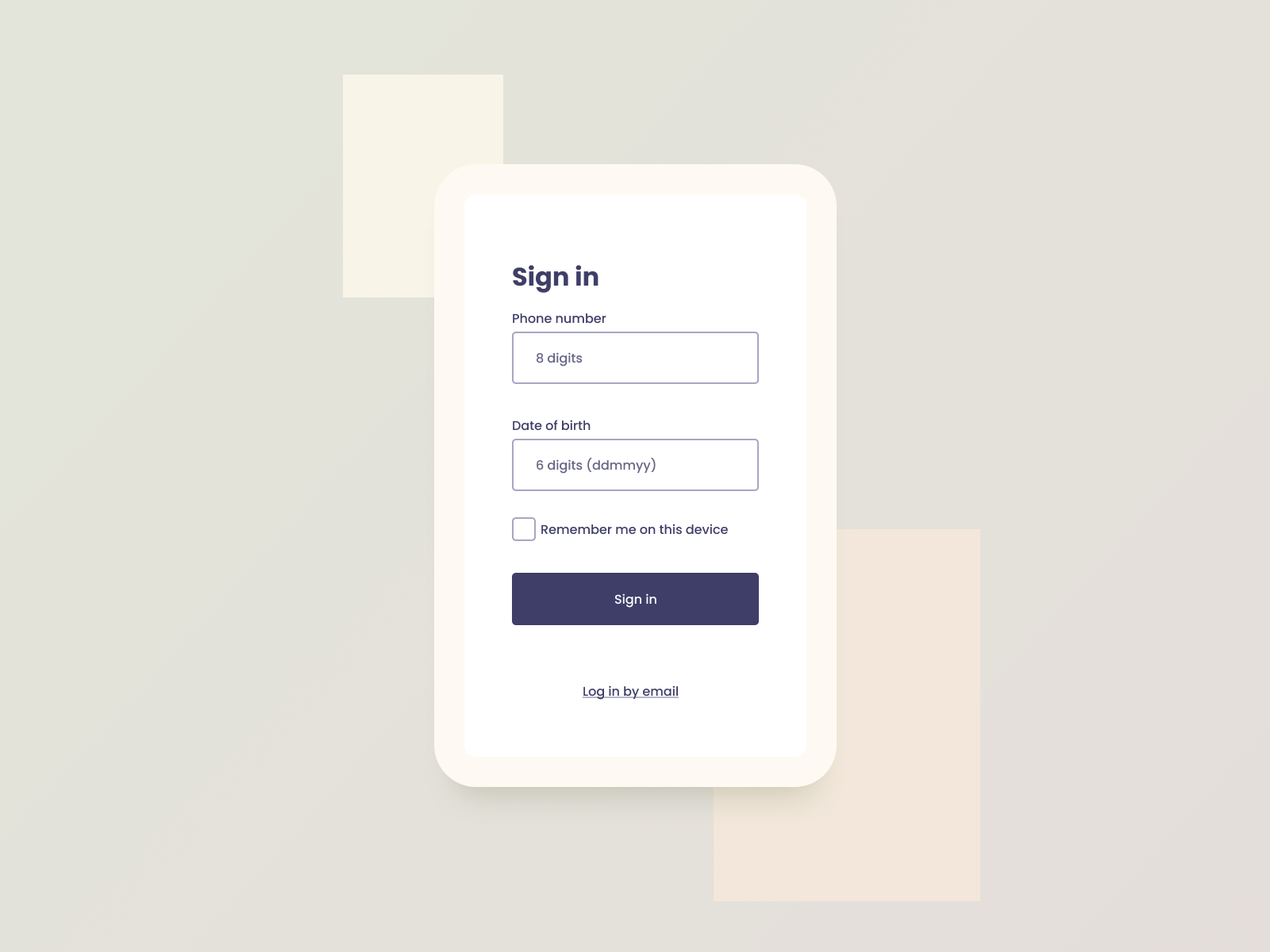 Sign In Card UI Design by Ildiko Gaspar on Dribbble