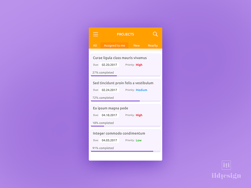 Project List Ui Design by Ildiko Gaspar on Dribbble