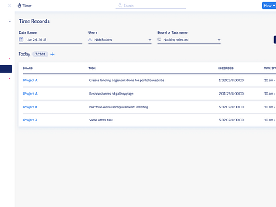 Time Records UI Design by Ildiko Gaspar on Dribbble