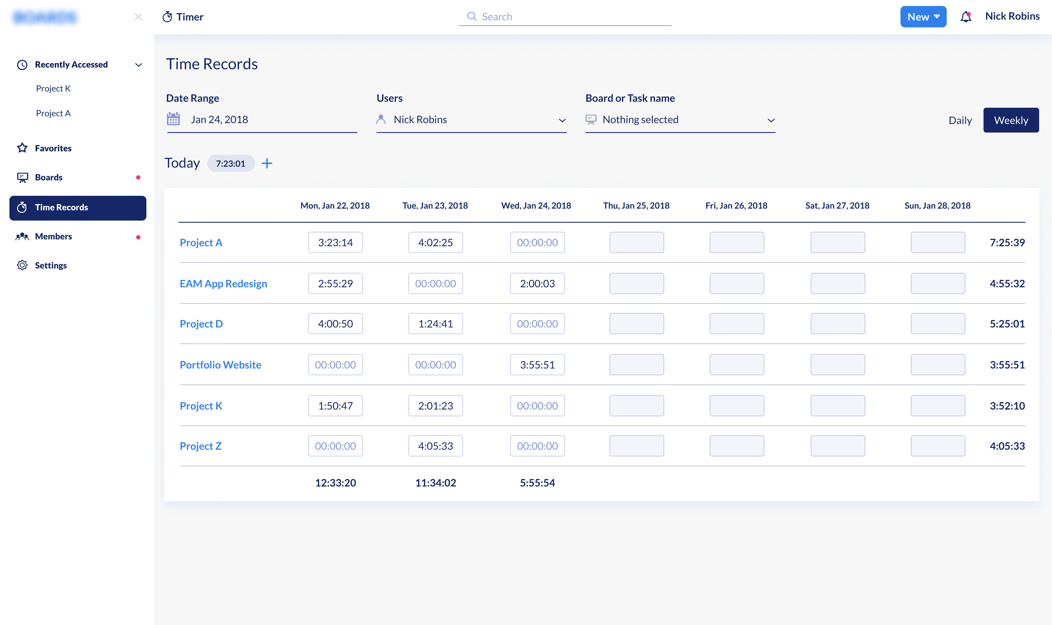 Time Records UI Design by Ildiko Gaspar on Dribbble