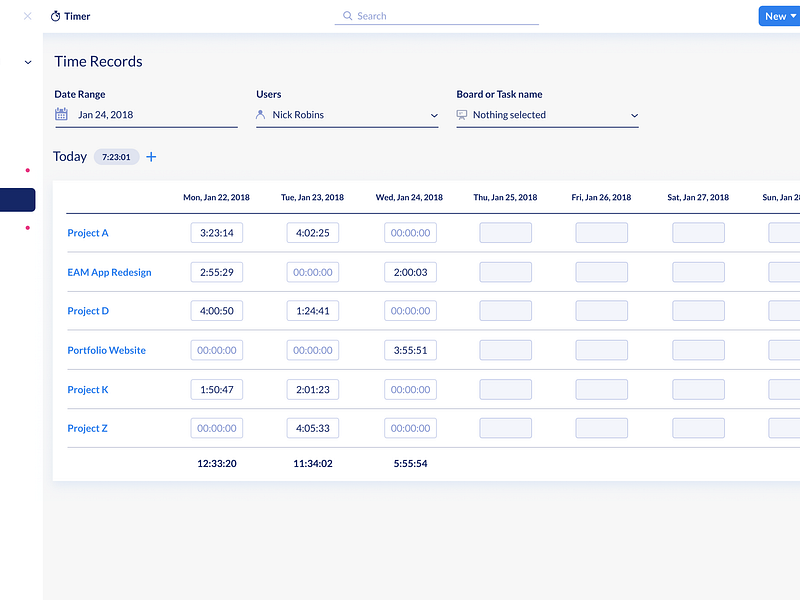 Time Records UI Design by Ildiko Gaspar on Dribbble