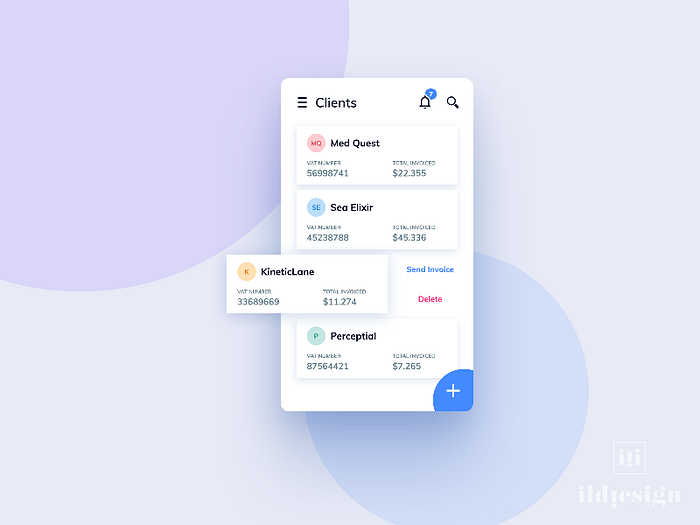 Clients List UI Design by Ildiko Gaspar on Dribbble