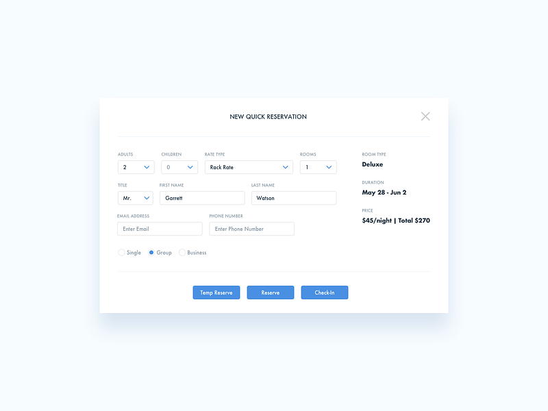 Quick Reservation UI Design by Ildiko Gaspar on Dribbble