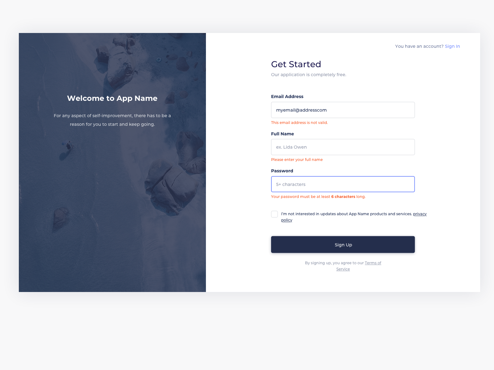 Sign Up UI Design by Ildiko Gaspar on Dribbble