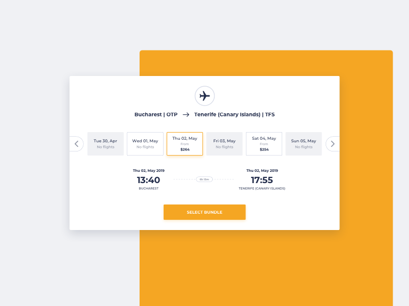 Select Flight UI Design by Ildiko Gaspar on Dribbble