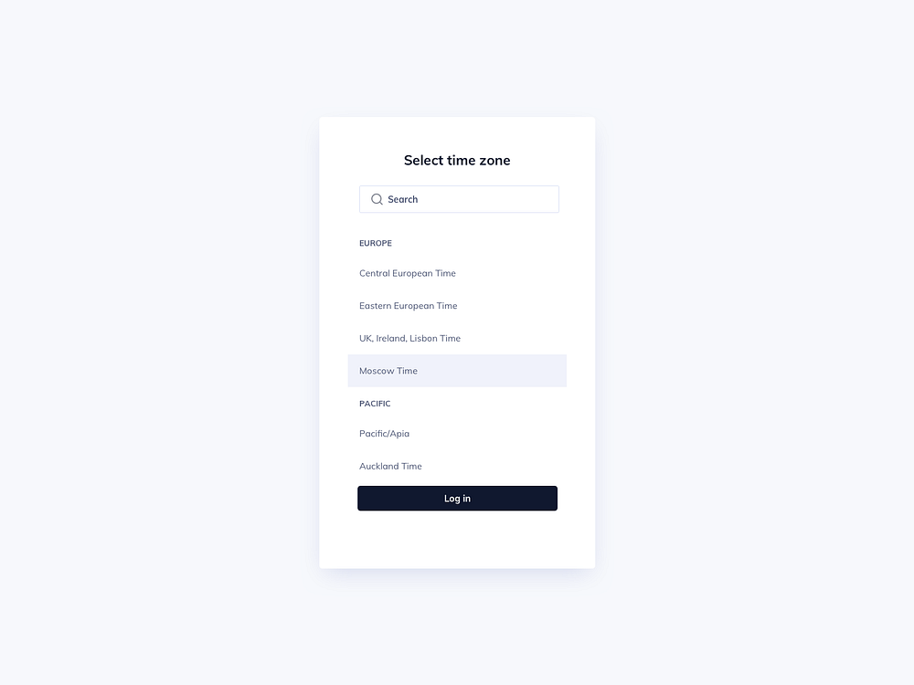 Select Time Zone Ui Design By Ildiko Gaspar On Dribbble