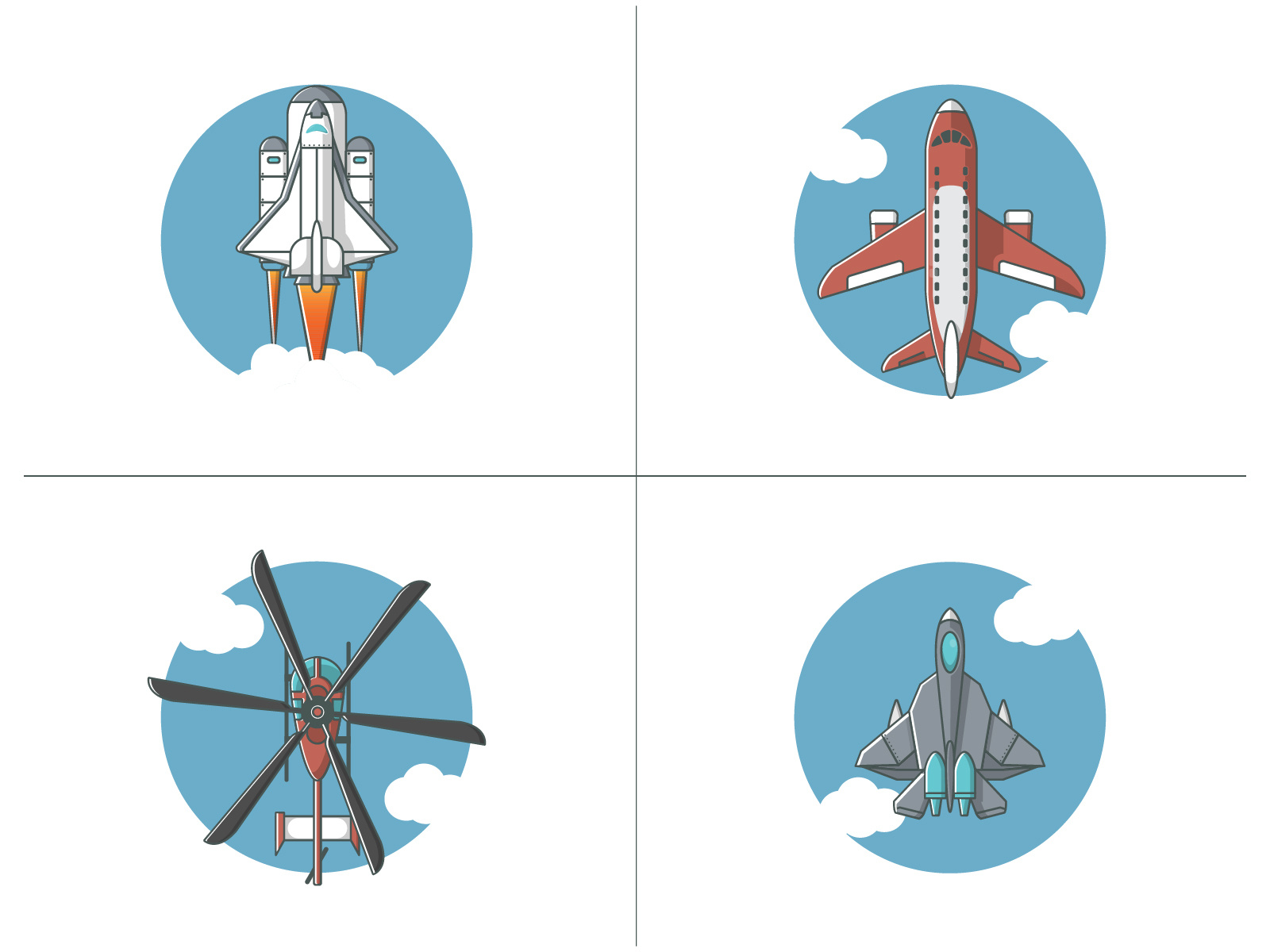 four types of air transportation illustration by FFlat.HDS on Dribbble