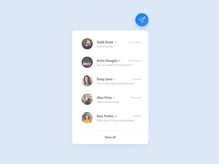 Messages Dropdown UI by Janine Beth Salazar on Dribbble