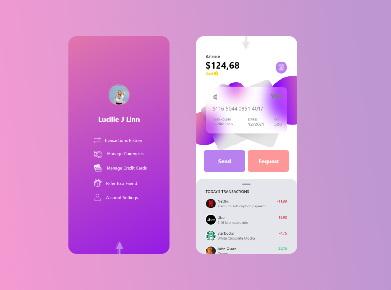Payment wallet phone app design concept by Fawzi Fikri on Dribbble