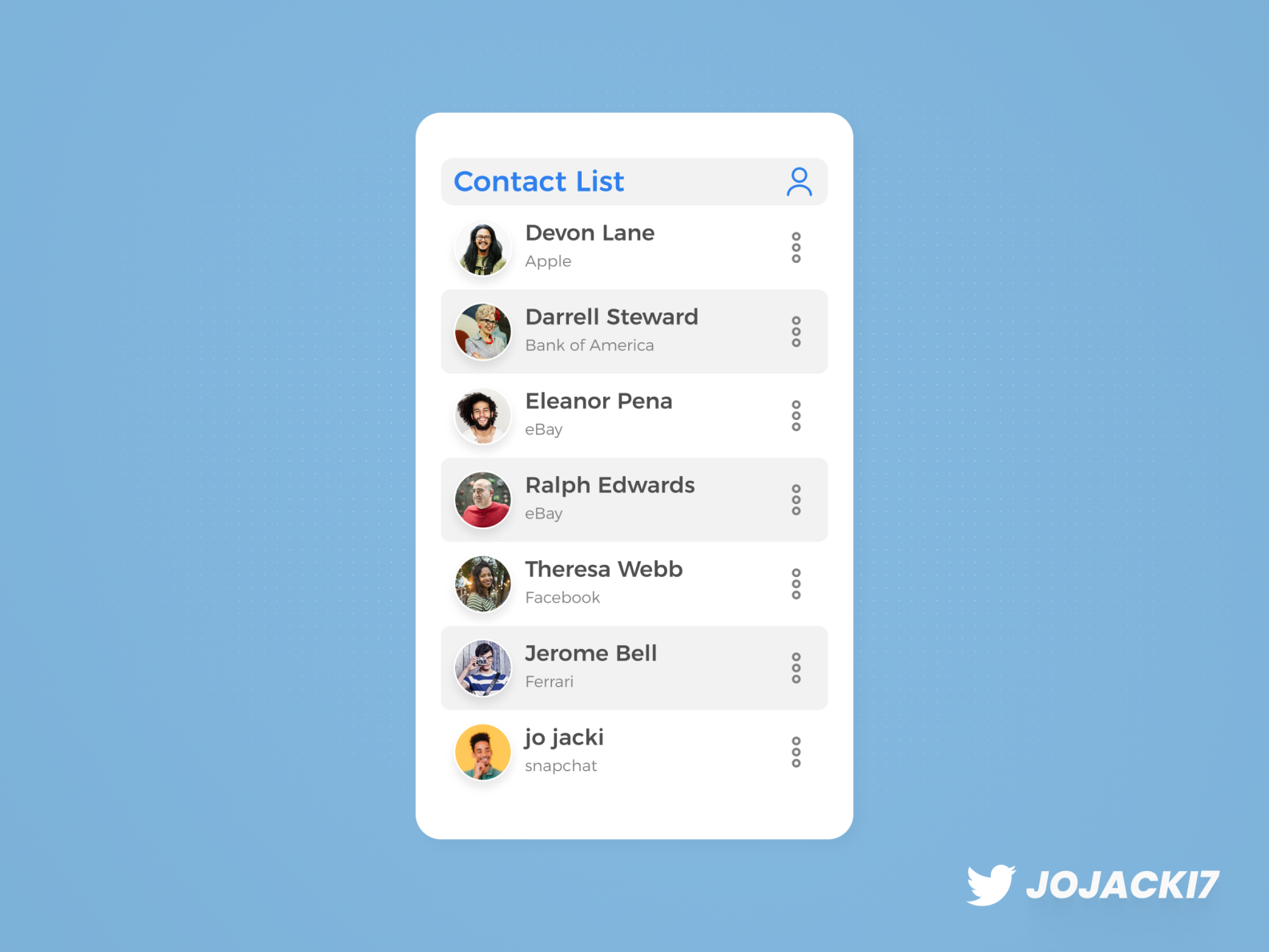 Contact List by Yousif on Dribbble