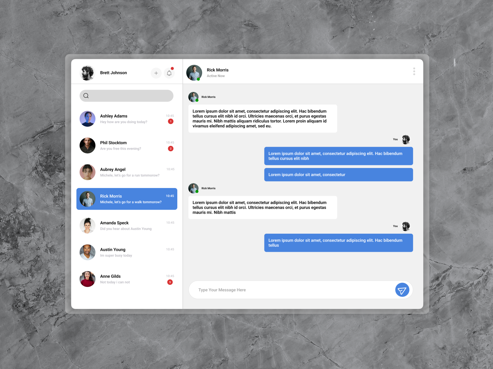 Chat Page by Brandon Grimes on Dribbble