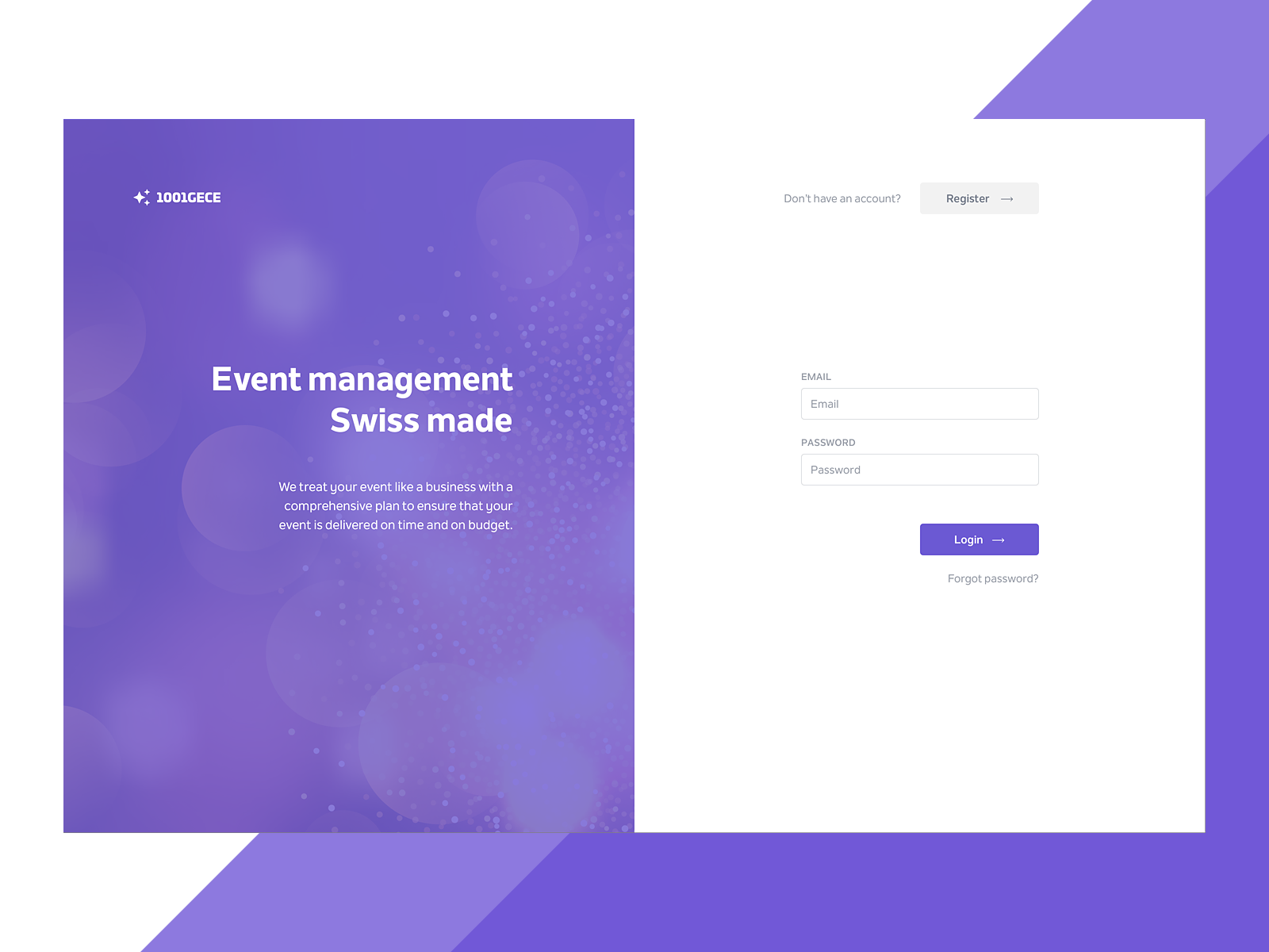 Event Manager Login by Hans on Dribbble