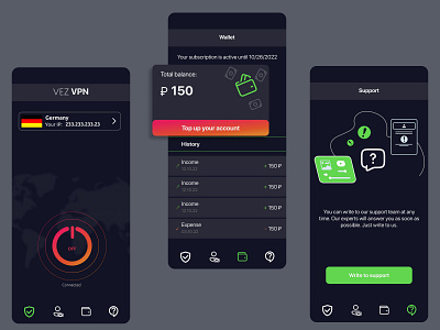 Mobile App VPN by Diana Kuzachenko on Dribbble