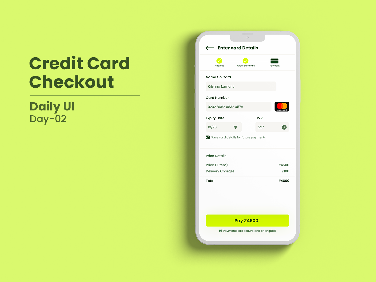 Credit card checkout page by Rajesh Kumar on Dribbble