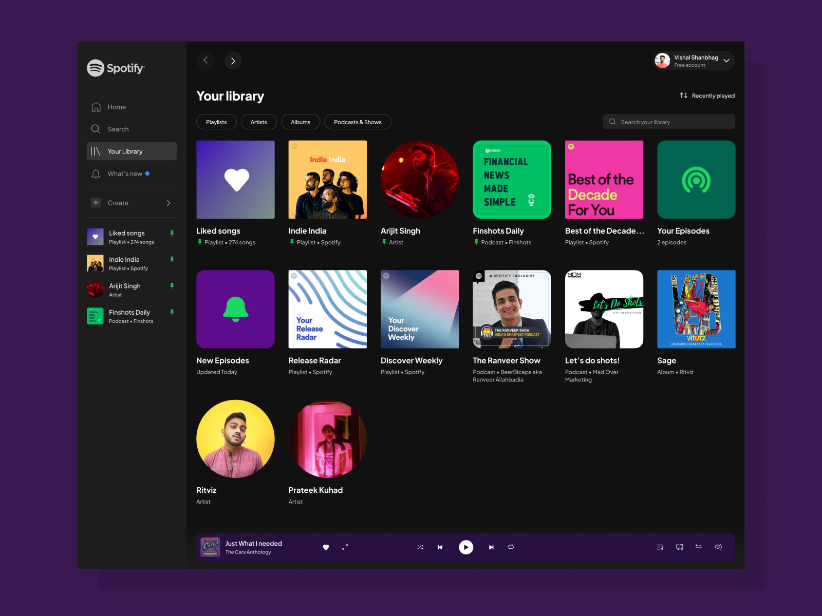 Spotify Web Redesign - Your Library by Vishal Shanbhag on Dribbble