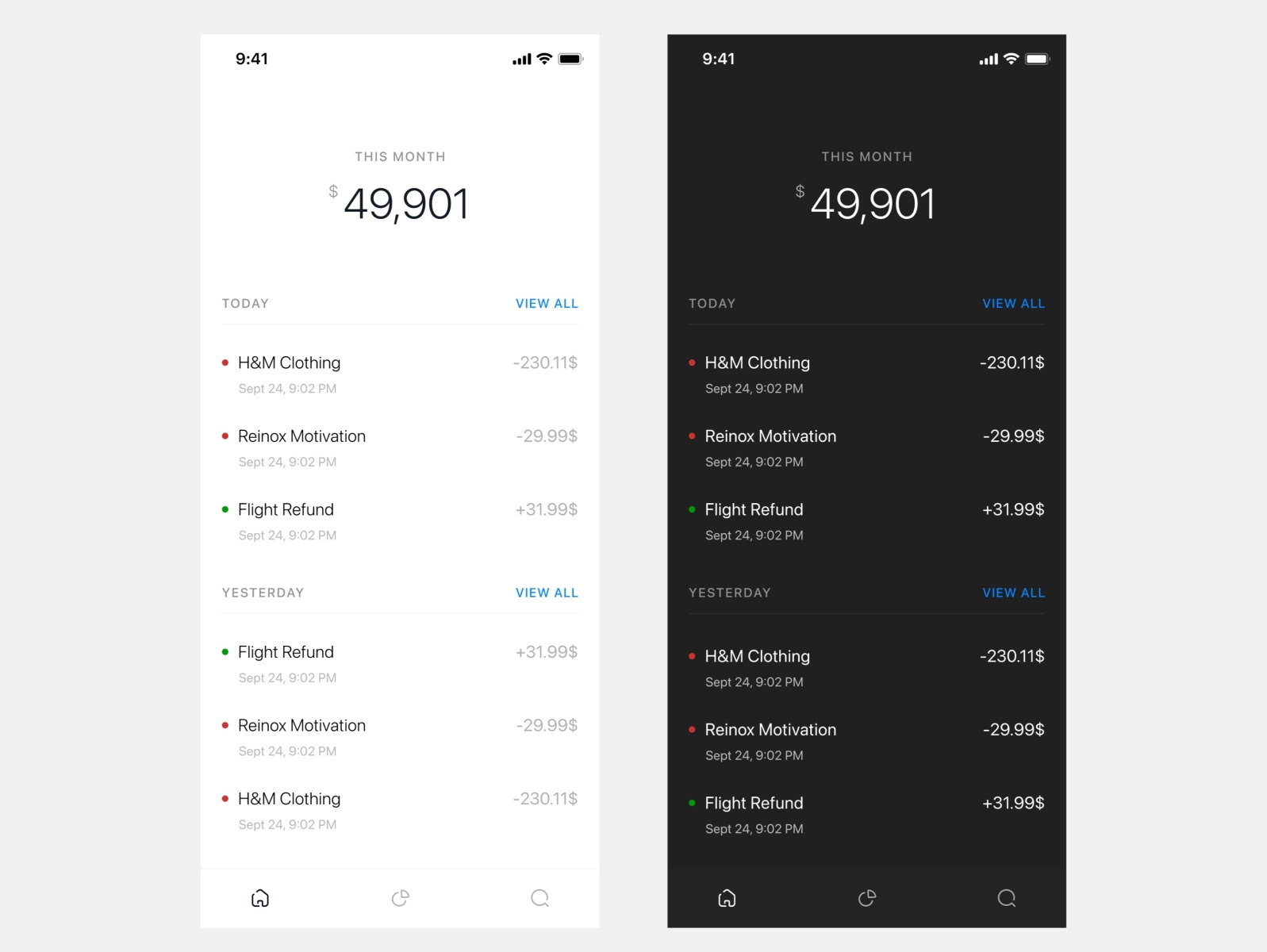 Transaction history by Ojo Opeyemi on Dribbble