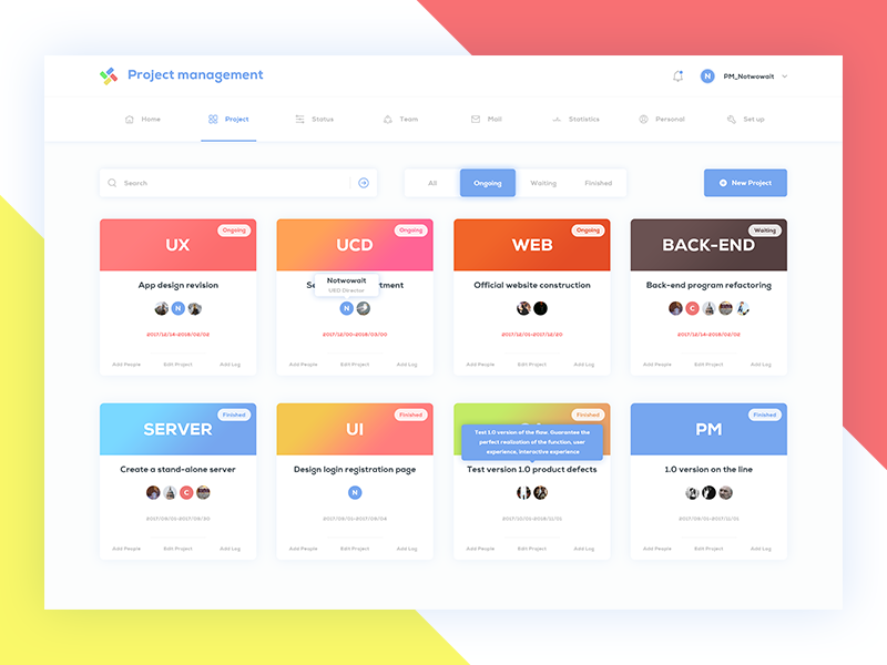 Project management by Notwowait on Dribbble