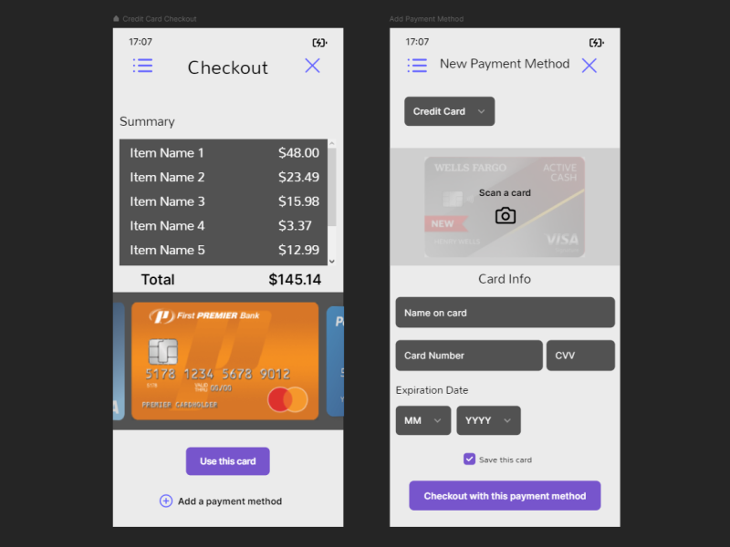 Daily UI 002 - Credit Card Checkout by Jason Villanueva on Dribbble