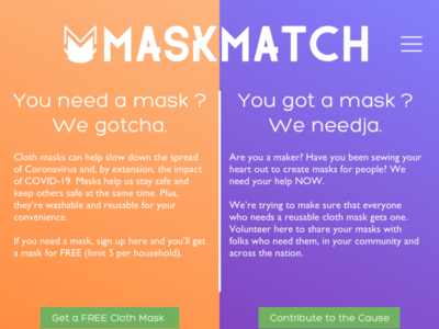 MaskMatch - Landing Page by Jimmy Marks on Dribbble