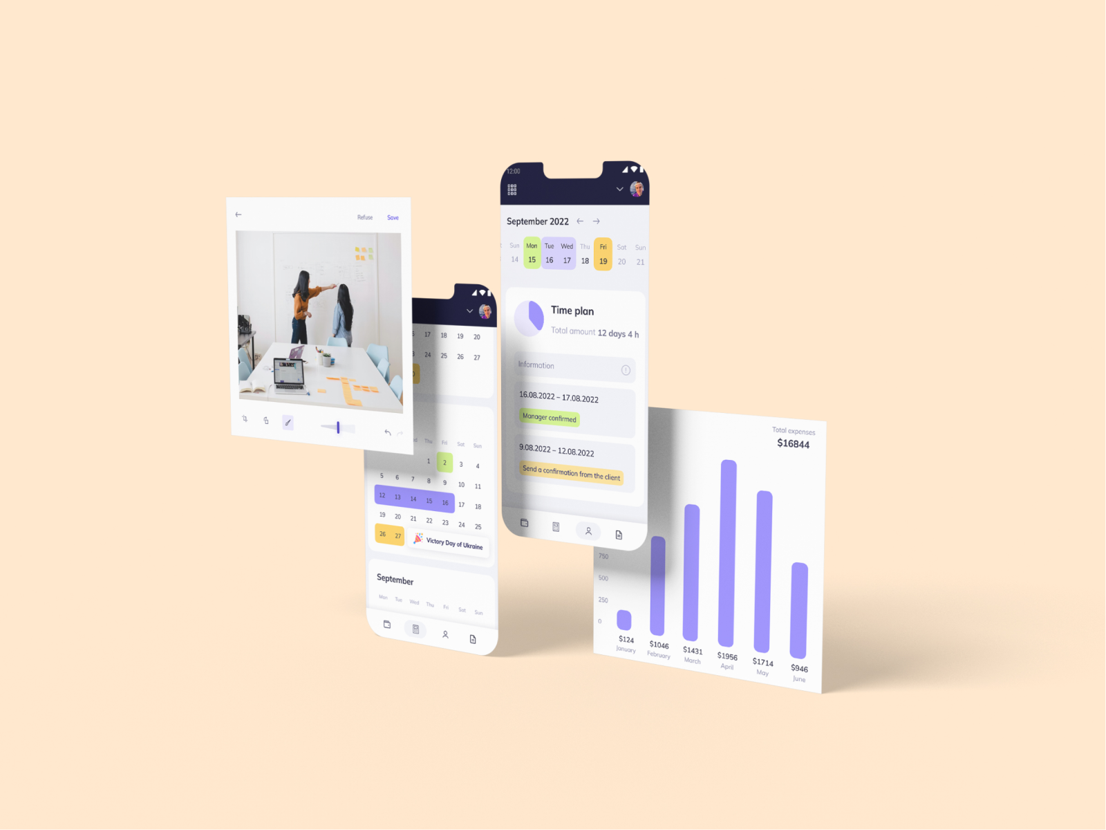 Time off app elements by Radency on Dribbble