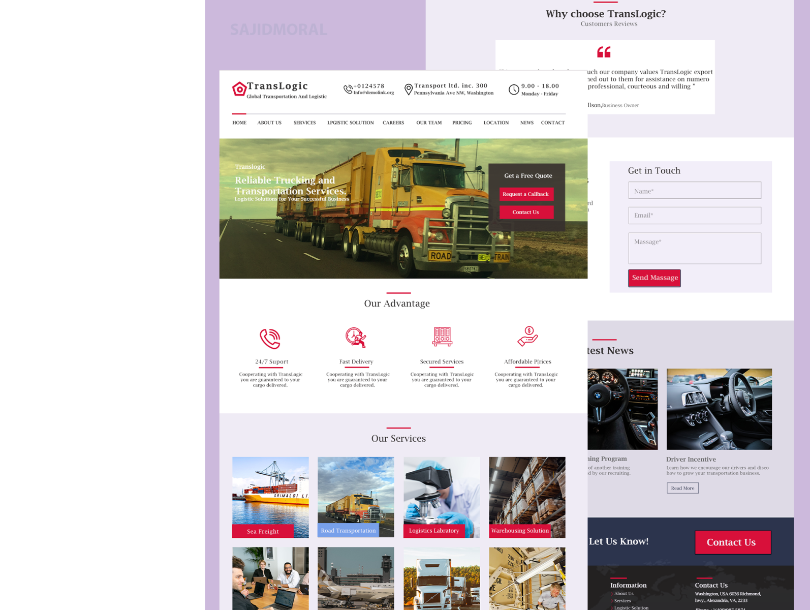 Global Transport Website Design by Sajid Moral on Dribbble