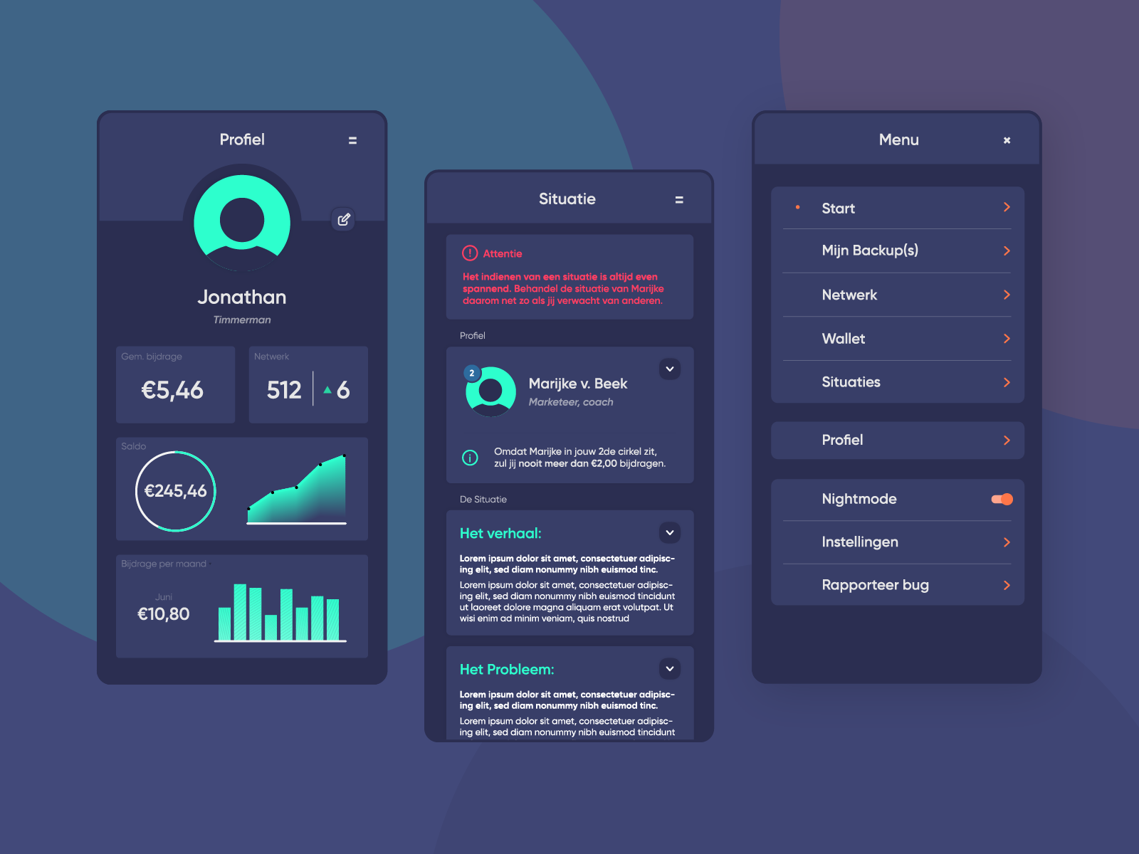 Nightmode ON (App-design voor CommonEasy) by Lennert on Dribbble