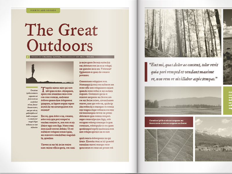 Article spread by Jason Miller on Dribbble