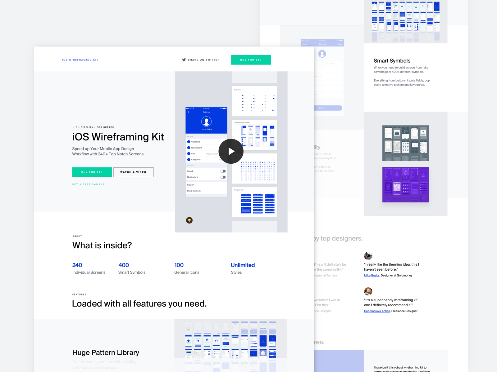 iOS Wireframing Kit - Landing Page by Luboš Volkov on Dribbble