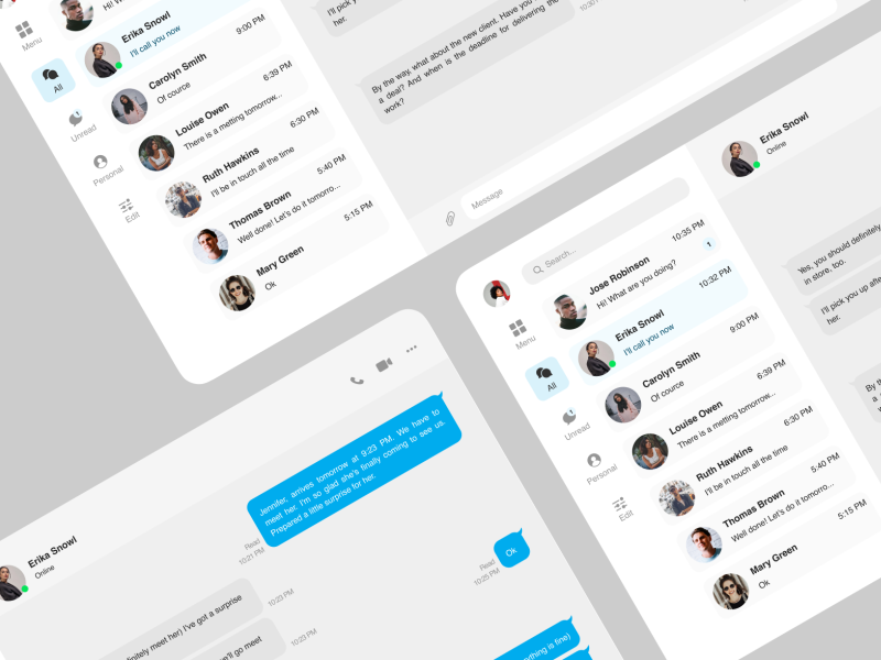 Direct Messaging UI by Daria Pavlovskaya on Dribbble