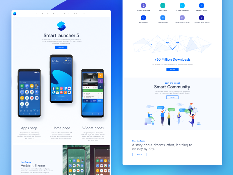 Smart Launcher 5 website by Giovanni Piemontese on Dribbble