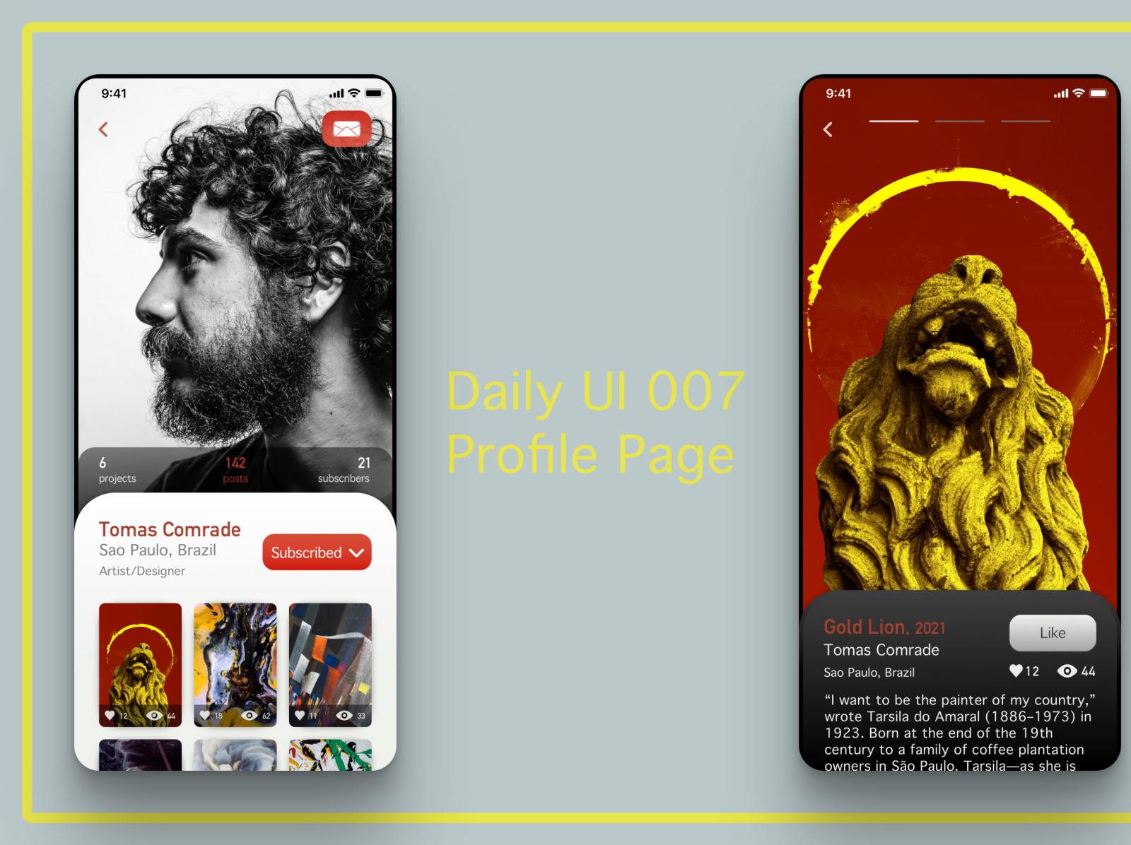 Daily UI #006 Profile Page by Toni B. on Dribbble