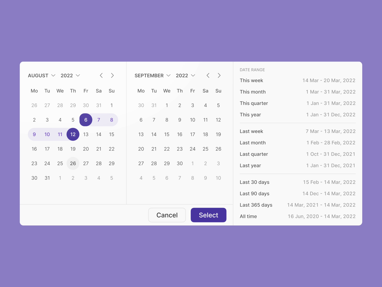 Date Picker with Presets by usrnk1 on Dribbble Date Picker with Presets by usrnk1 on Dribbble